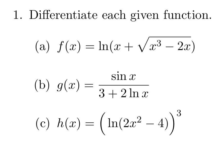 Solved Differentiate Each Given