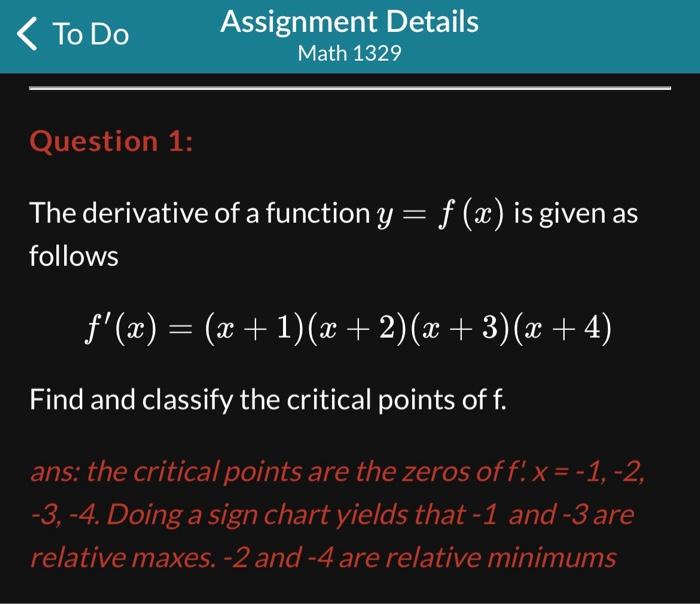 Solved The derivative of a function y=f(x) is given as | Chegg.com