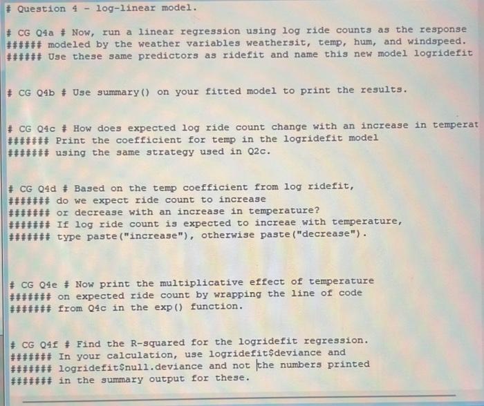 Solved \# Question 5 - log−log model \# CG QSa \# Now, run a | Chegg.com