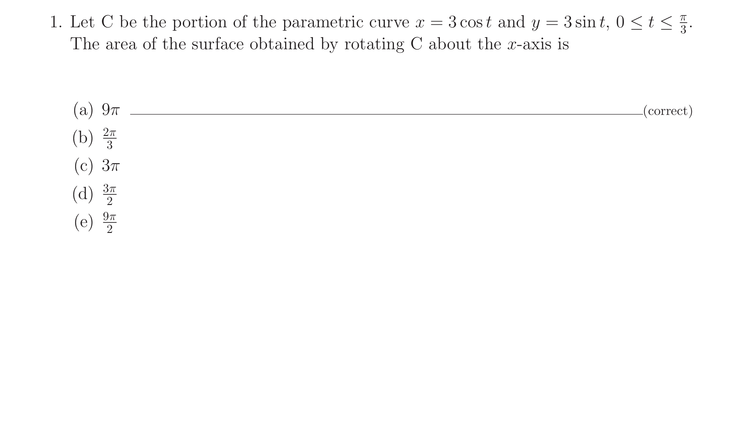 Solved Let C be the portion of the parametric curve x=3cost | Chegg.com