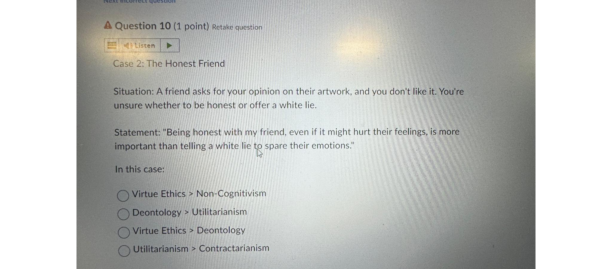 Solved Question 10 (1 ﻿point) ﻿Retake questionCase 2: The | Chegg.com