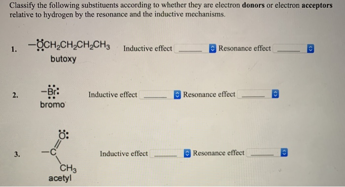 Solved Classify the following substituents according to | Chegg.com