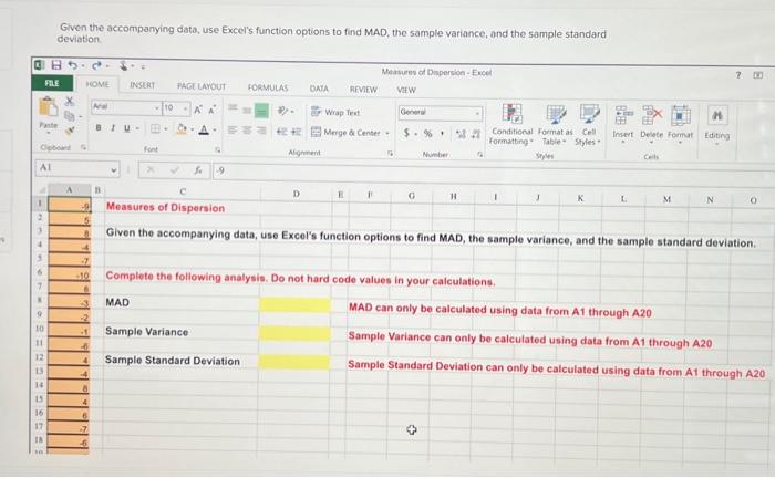 Solved I need to know tje formaulas to enter into Excel in | Chegg.com