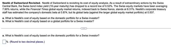 Solved Nestlé of Switzerland Revisited. Nestlé of | Chegg.com