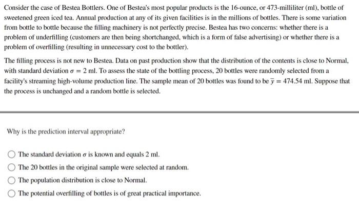 Solved Consider the case of Bestea Bottlers. One of Bestea's | Chegg.com