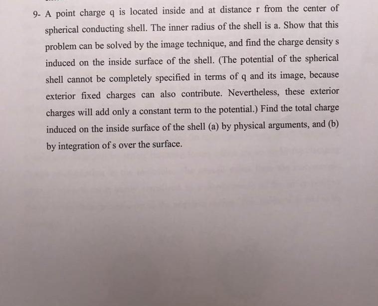 Solved 9- A point charge q is located inside and at distance | Chegg.com
