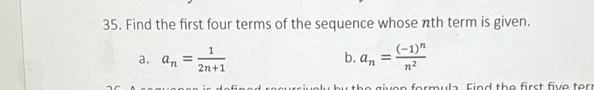 Solved Find the first four terms of the sequence whose nth | Chegg.com