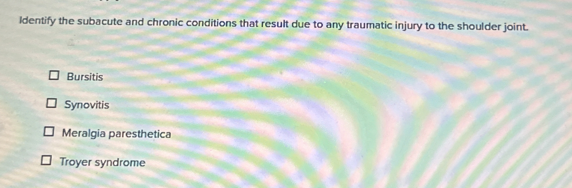 High Quality SOLUTION Identify the subacute and chronic conditions that ...