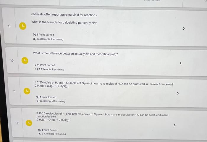 Solved Chemists often report percent yield for reactions. | Chegg.com