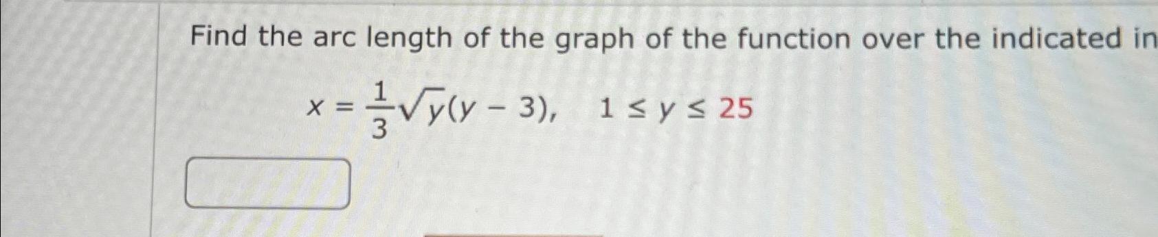 Solved Find the arc length of the graph of the function over | Chegg.com