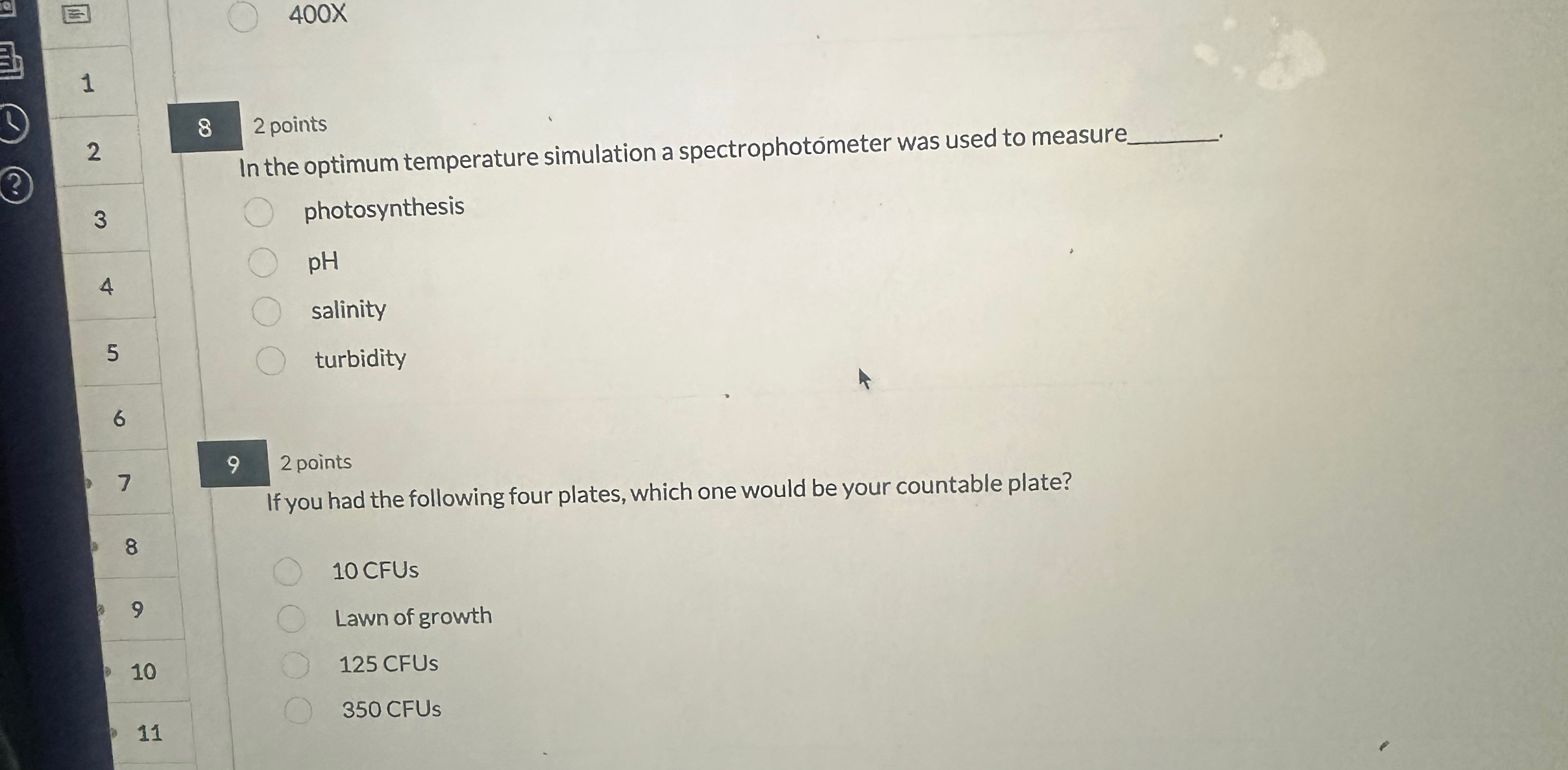 Solved 400x1282 ﻿pointsIn the optimum temperature simulation | Chegg.com