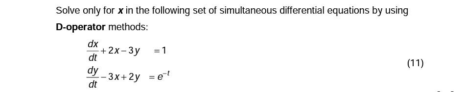 Solved Solve only for x in the following set of simultaneous | Chegg.com