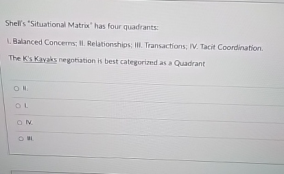Solved Shell's "Situational Matrix" has four | Chegg.com