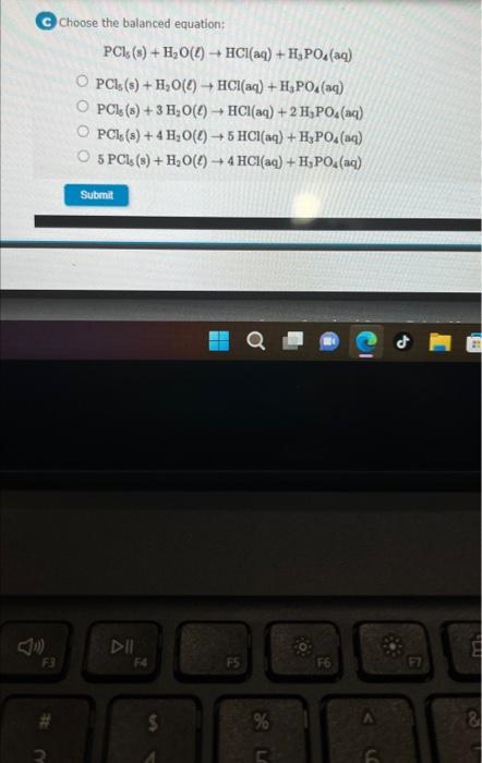 [Solved]: Choose the balanced equation: [ begin{array}{l}