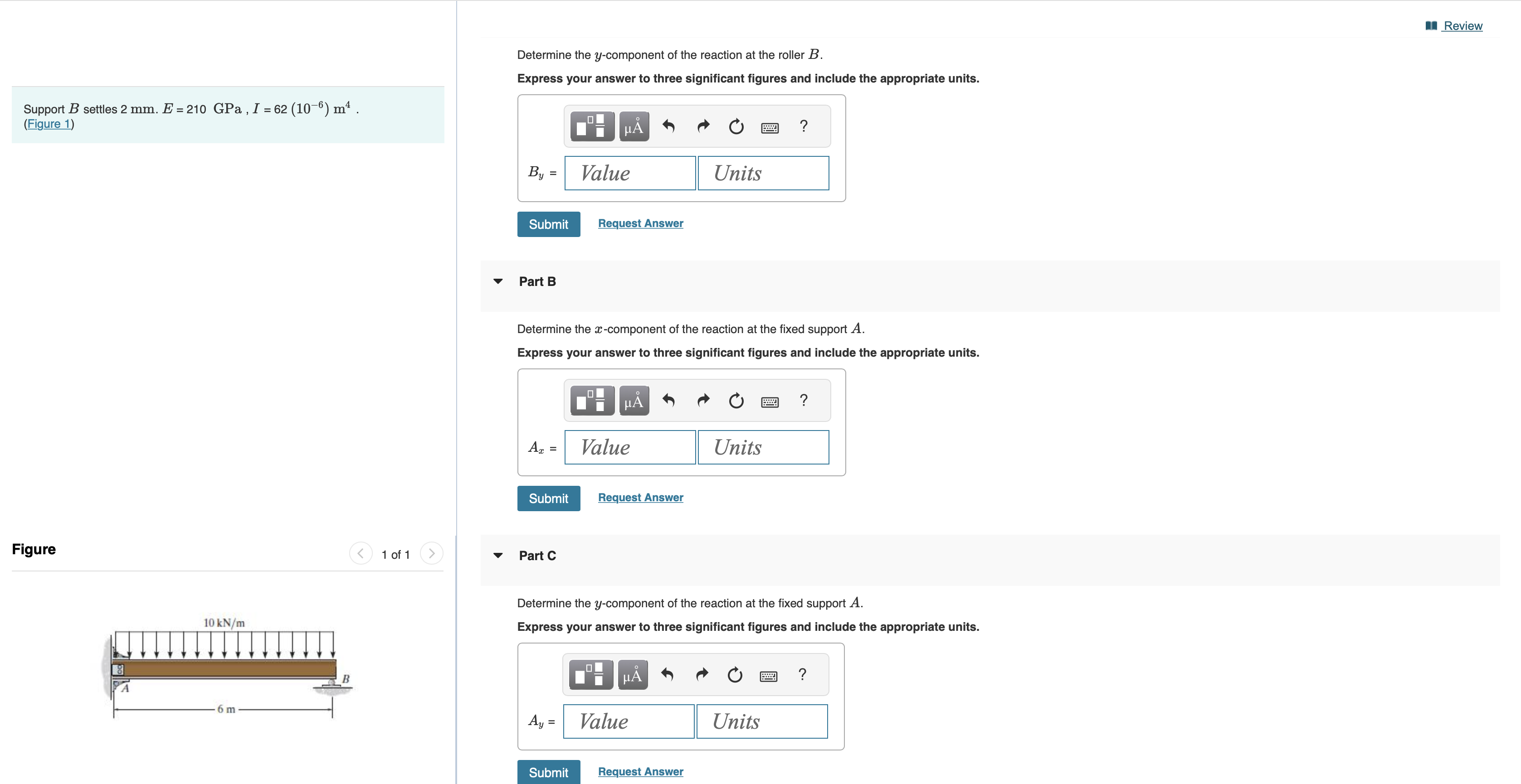 Solved Determine the y-component of the reaction at the | Chegg.com