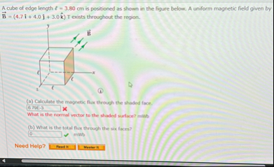 Solved A cube of edge length l=3.80cm ﻿is positioned as | Chegg.com