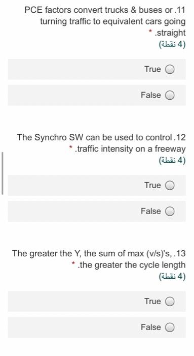 Solved PCE factors convert trucks & buses or .11 turning | Chegg.com