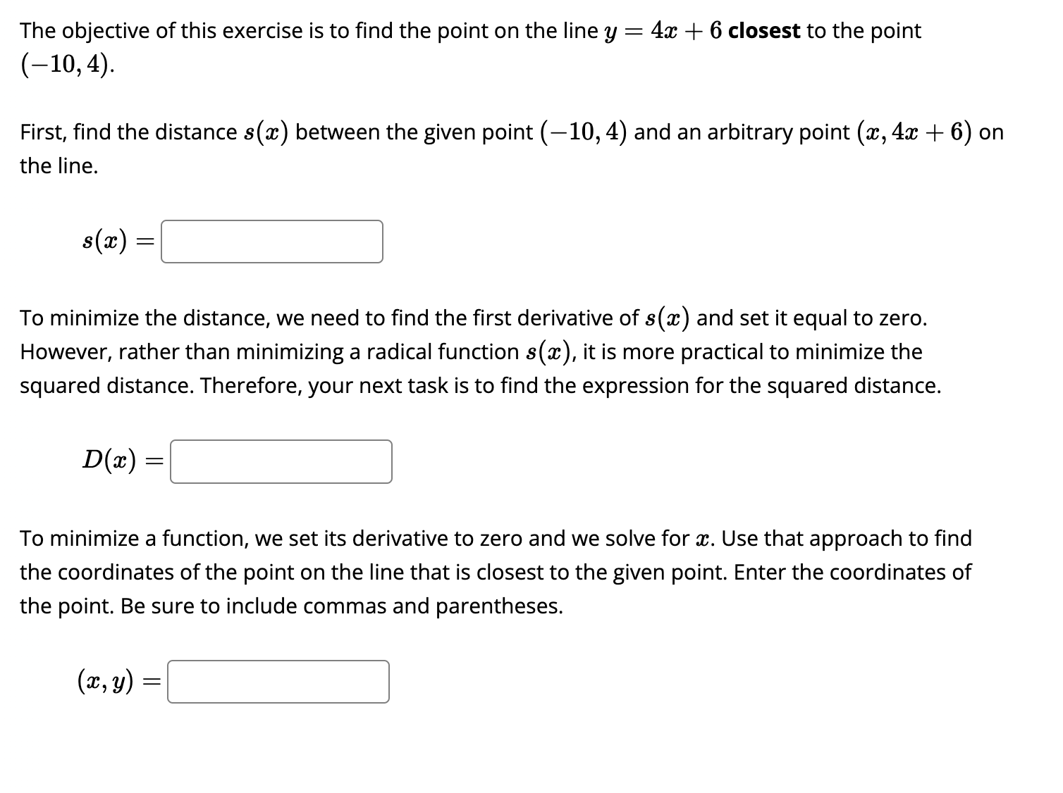 Solved The objective of this exercise is to find the point | Chegg.com
