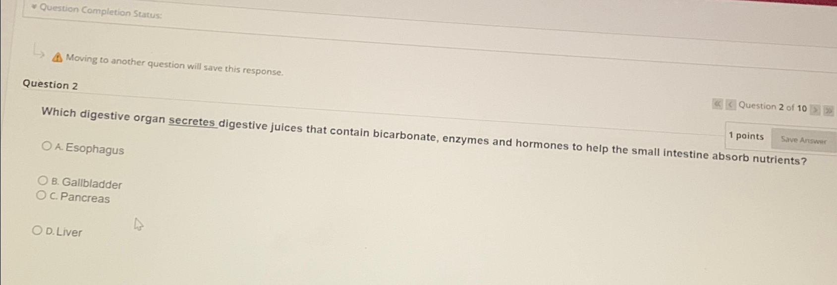 Solved Question Completion Status:Moving to another question | Chegg.com