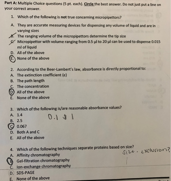 Solved Part A Multiple Choice Questions 5 Pt Each 