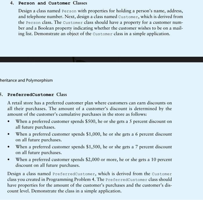 Solved 4. Person and Customer Classes Design a class named | Chegg.com