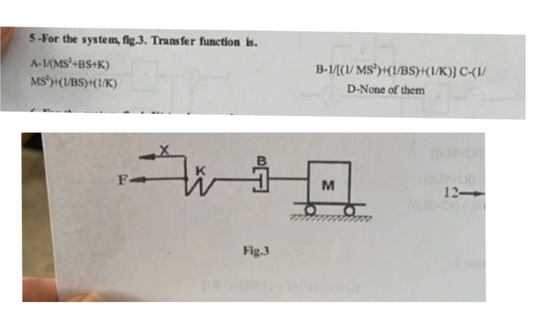 Solved 5-For the system, fig.3. ﻿Transfer function | Chegg.com