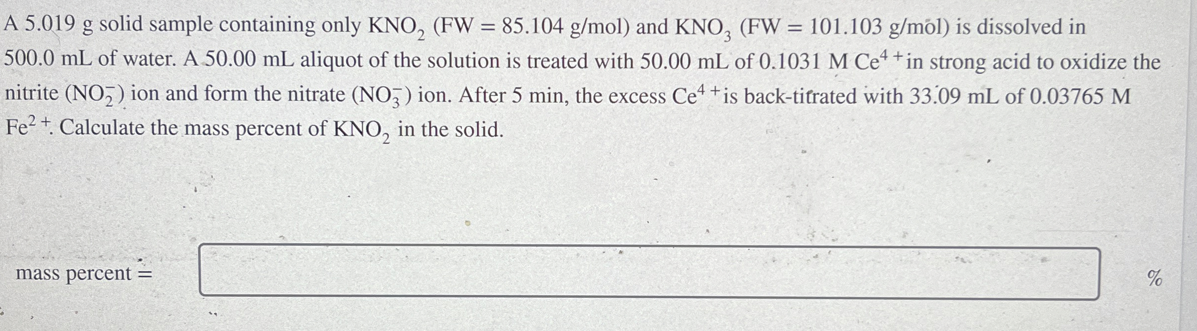 Solved A 5.019 ﻿g solid sample containing only | Chegg.com
