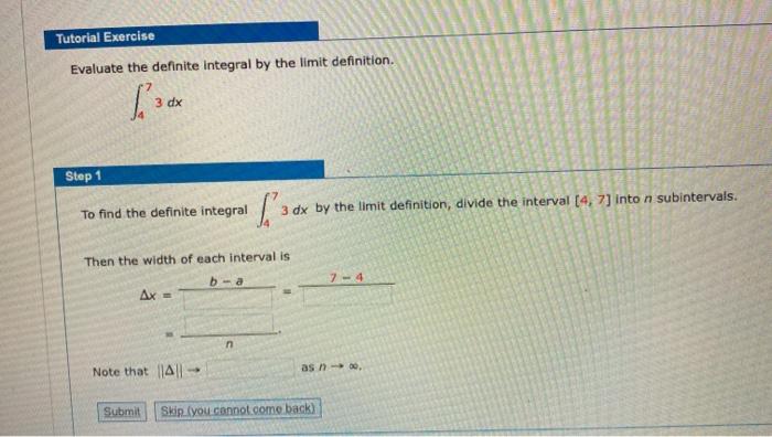 Solved Tutorial Exercise Evaluate the definite integral by | Chegg.com Solved Tutorial Exercise Evaluate the definite integral by | Chegg.com