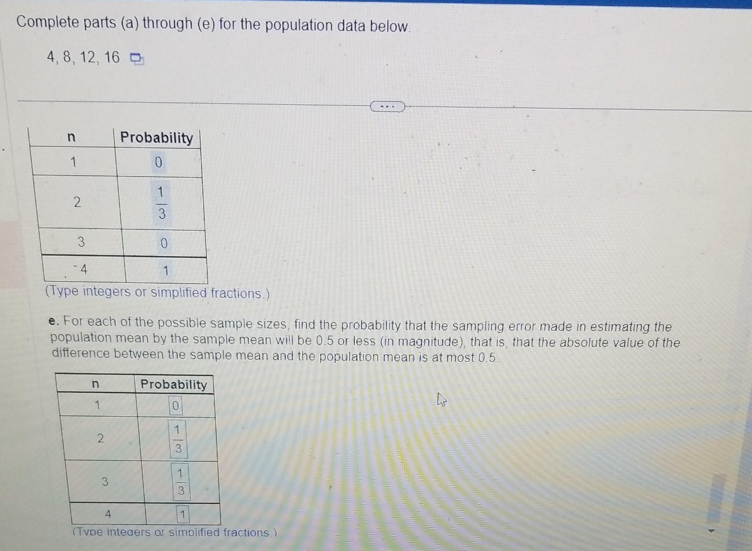 Solved Complete parts (a) through (e) for the population | Chegg.com