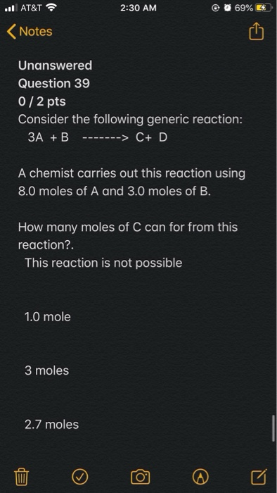 Solved Consider the following generic reaction: 3A + | Chegg.com