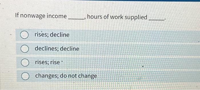 Solved If nonwage income rises; decline declines; decline $2 | Chegg.com