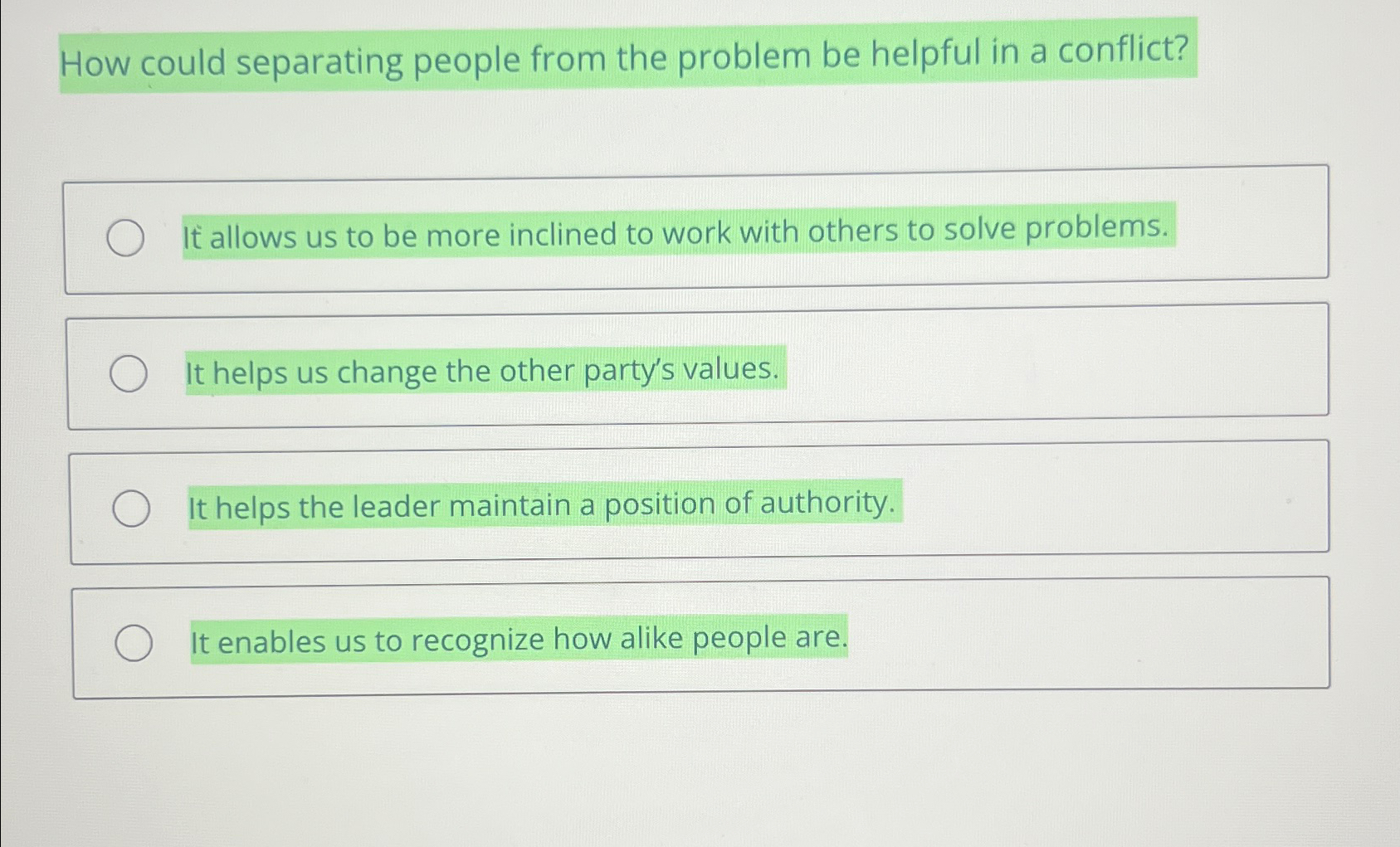 Solved How could separating people from the problem be | Chegg.com