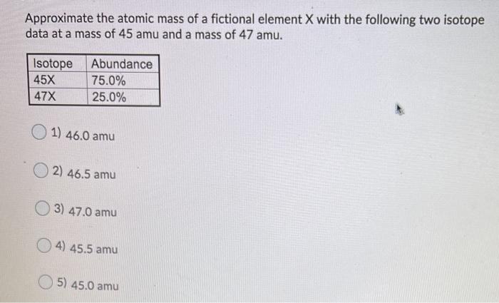 Solved Approximate the atomic mass of a fictional element X | Chegg.com
