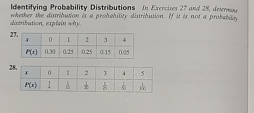 Solved Identifying Probability Distributions In Exercises 27 | Chegg.com