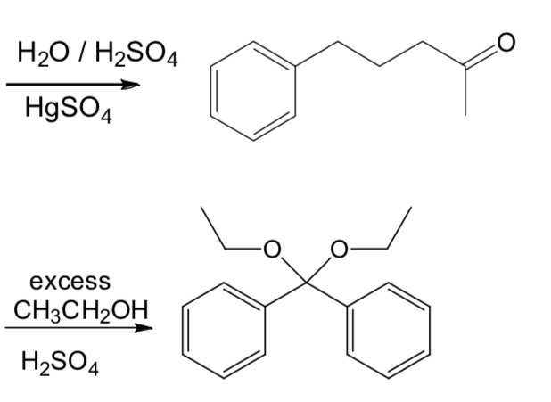 Solved H20 / H2SO4 HgSO4 excess CH3CH2OH H2SO4 | Chegg.com