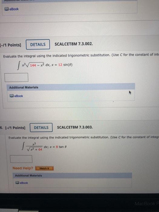 Solved eBook (-/1 Points) DETAILS SCALCET8M 7.3.002. | Chegg.com
