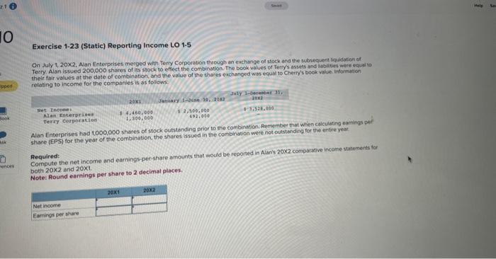 Solved Exercise 1-23 (Static) Reporting Income LO 1-5 Terry. | Chegg.com