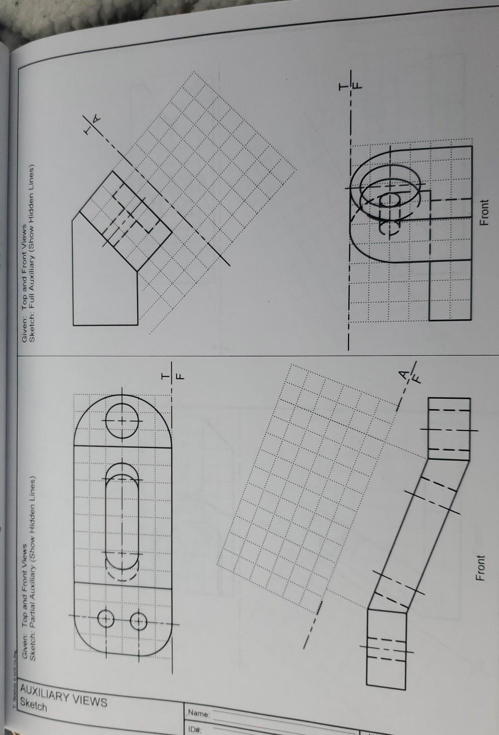 Solved Given: Top and Front Views Sketch: Partial Auxiliary | Chegg.com