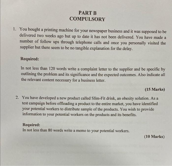 Solved PART B COMPULSORY 1. You bought a printing machine | Chegg.com