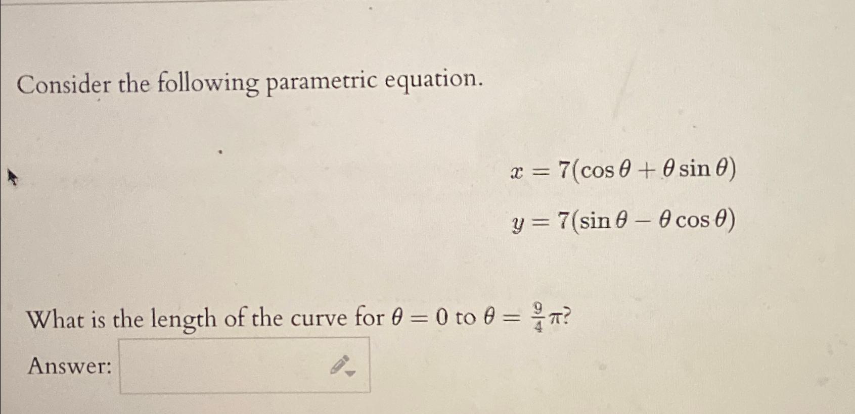 Solved Consider the following parametric | Chegg.com