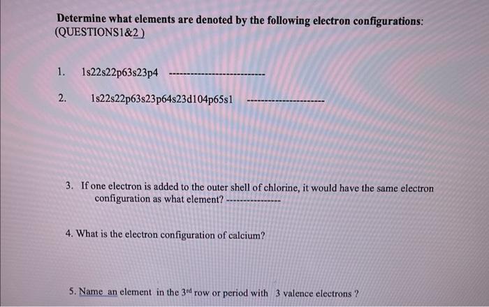 Solved Determine what elements are denoted by the following | Chegg.com