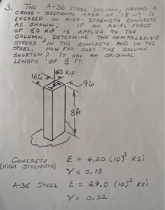 Solved 3. THE A-36 STEEL COLUMN, HAVING A CROSS - SECTIONAL | Chegg.com
