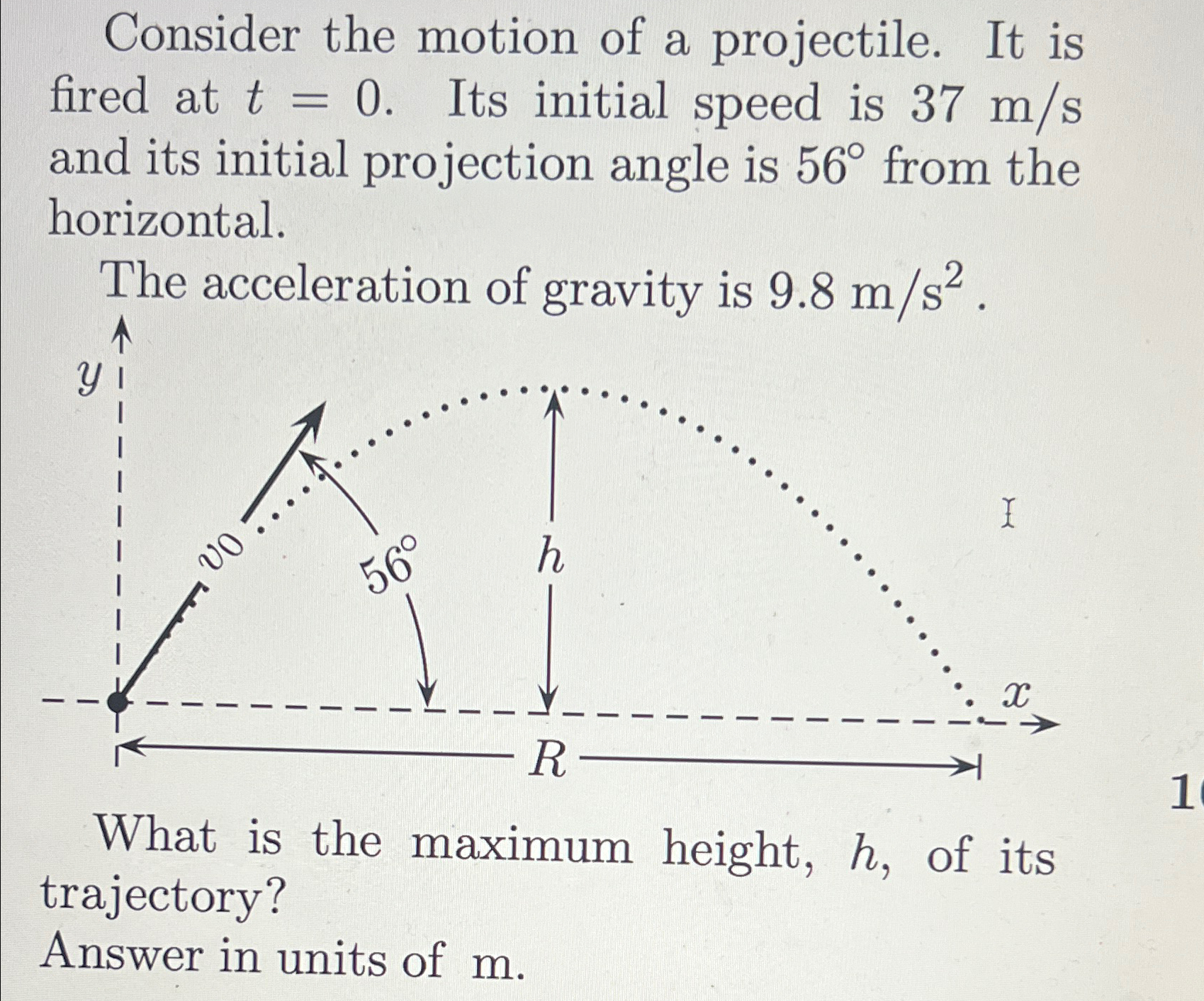 Solved Consider the motion of a projectile. It is fired at | Chegg.com