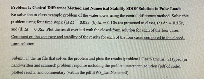 Problem 1: Central Difference Method and Numerical | Chegg.com