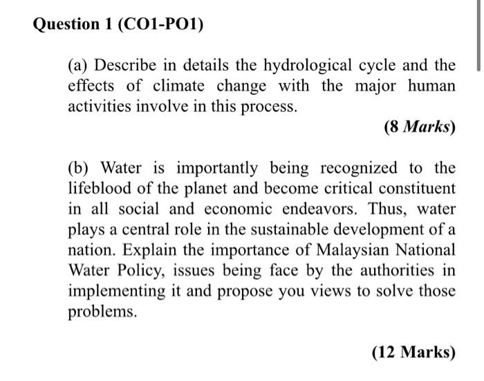 Solved Question 1 (CO1-P01) (a) Describe in details the | Chegg.com