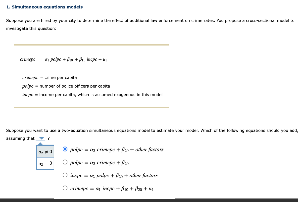 Solved Simultaneous equations modelsSuppose you are hired by | Chegg.com