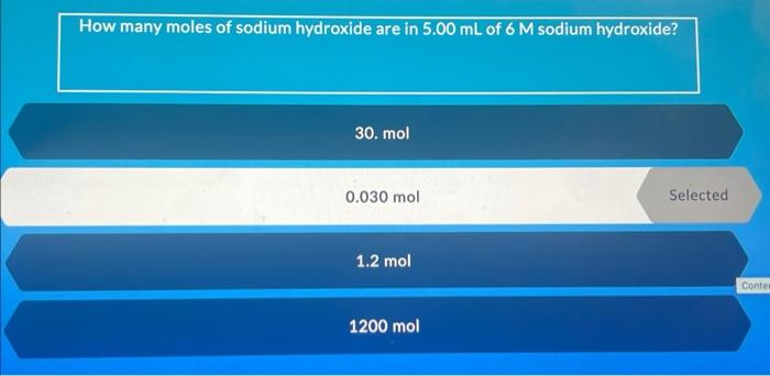 Solved How many moles of sodium hydroxide are in 5.00 mL of | Chegg.com