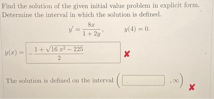 Solved Find the solution of the given initial value problem | Chegg.com