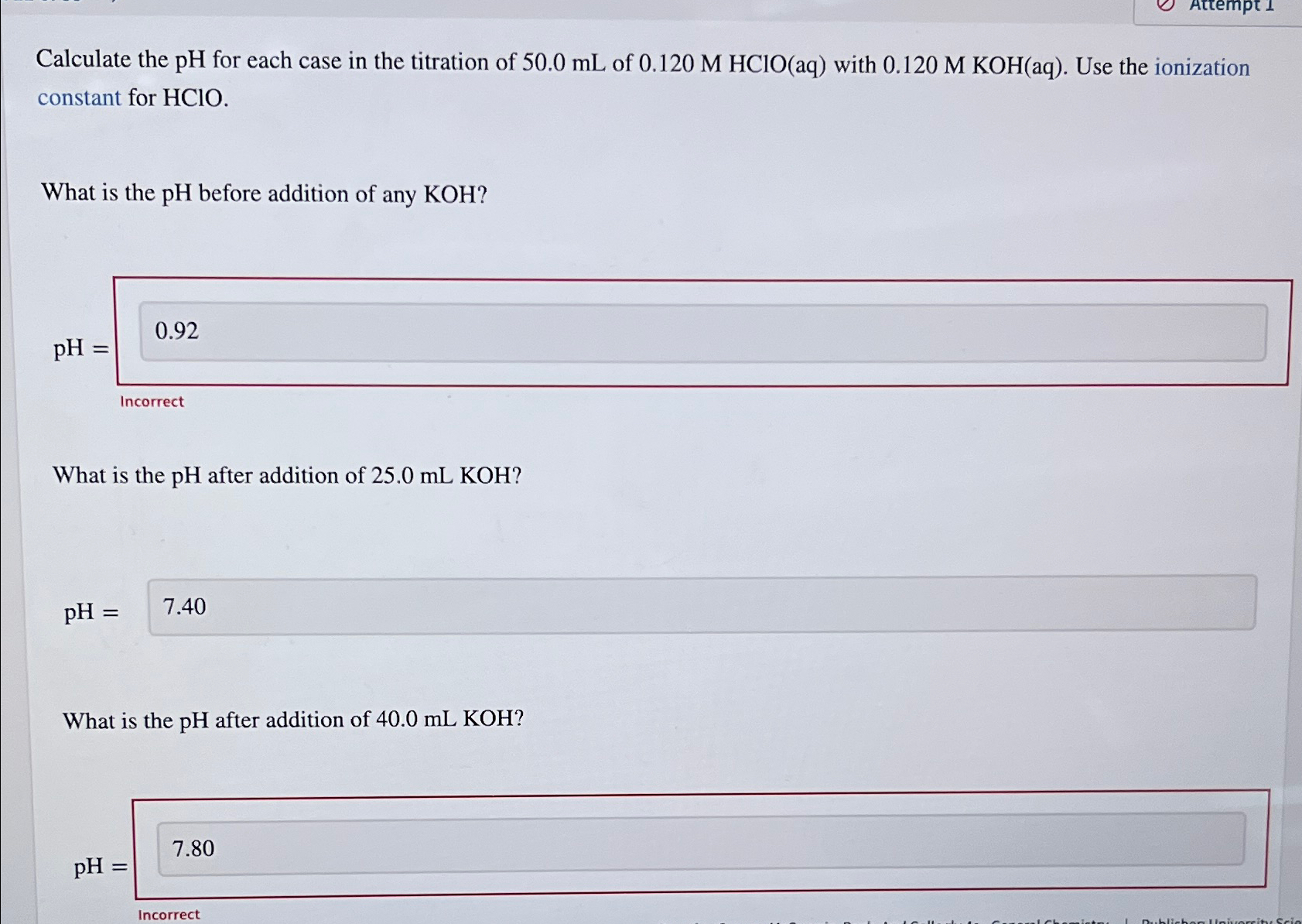 Calculate the pH ﻿for each case in the titration of | Chegg.com