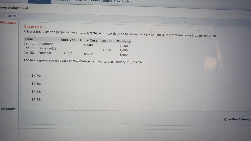 Solved Downloadable eTextbook Ppen Assignment TIMER ESOURCES | Chegg.com